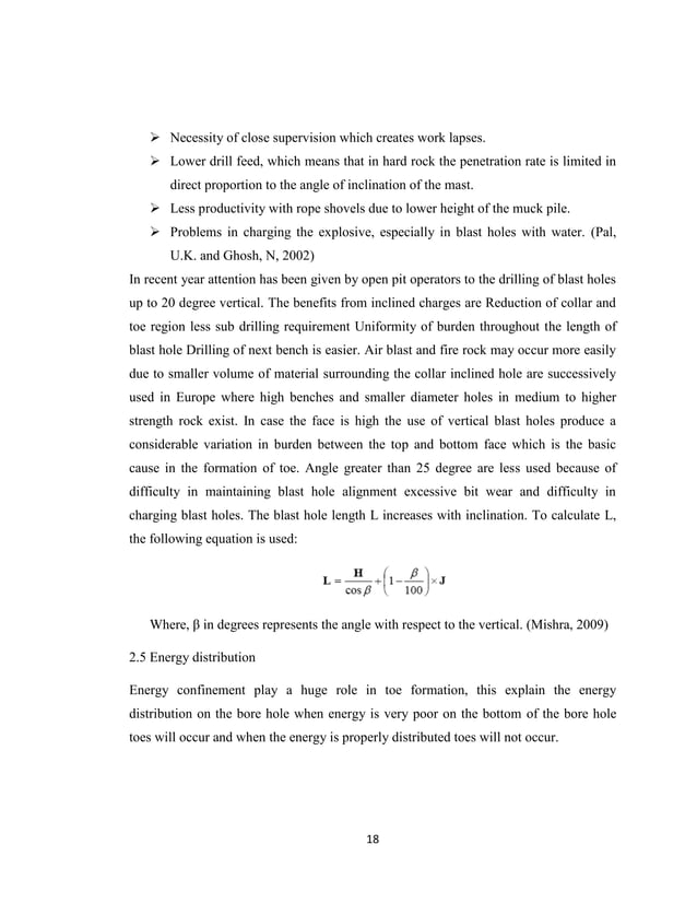 Assesment of drilling and blasting parameters tominimise toes problem | PDF