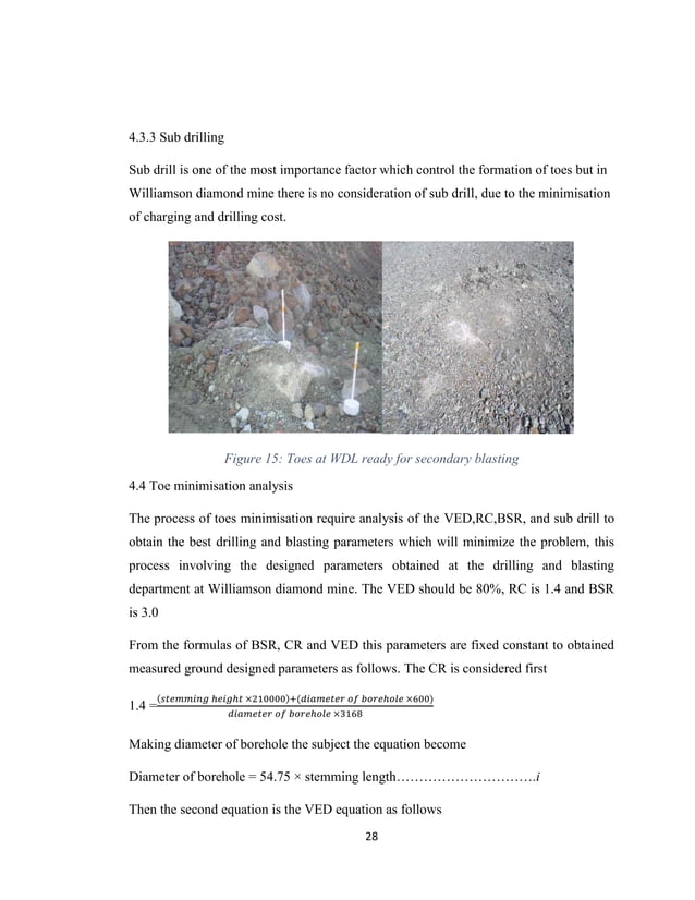 Assesment of drilling and blasting parameters tominimise toes problem | PDF