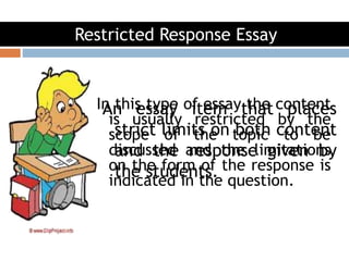 Types of Essay Items | PPTX | Standardized Testing | Educational Assessment