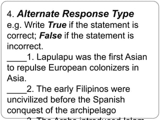 Assesment of learning types of test | PPTX