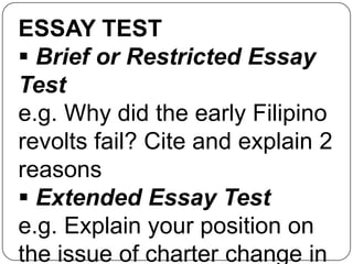 Assesment of learning types of test | PPTX