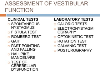 Assesment of vestibular function | PPTX