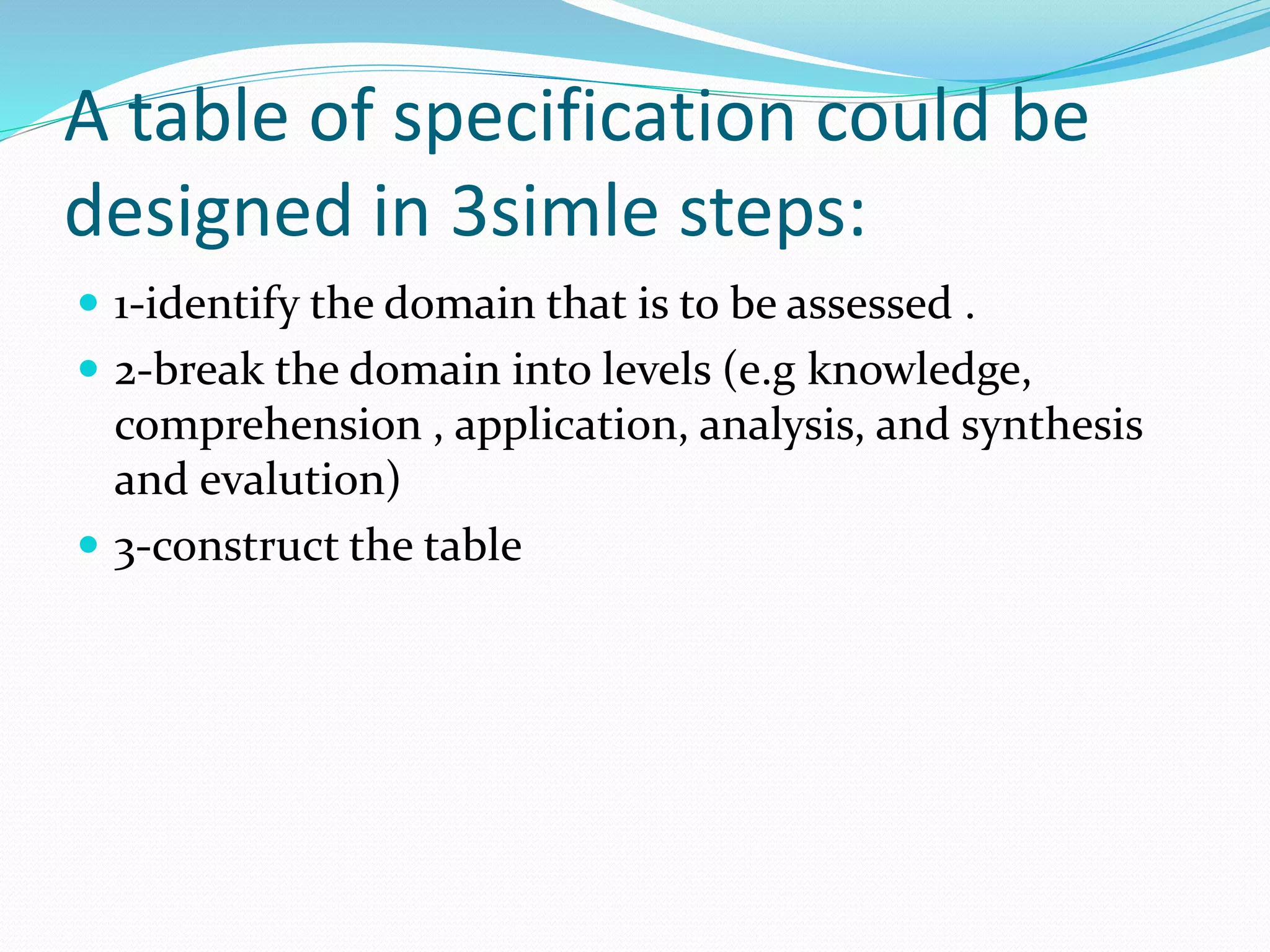 Table of specification | PPTX