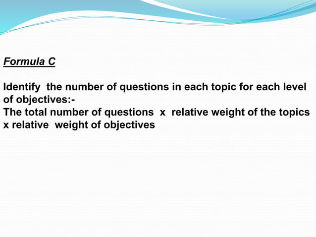 Table Of Specification Pptx Standardized Testing Educational Assessment