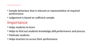 assessment for learning : Basis of Assessment | PPTX