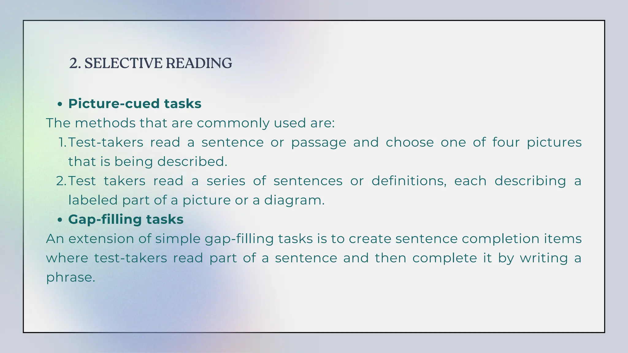 Assessing reading, English assesment for English education | PPT
