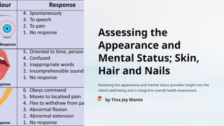 HA in Nursing : Assessing the Appearance and Mental Status, Hair, Skin ...