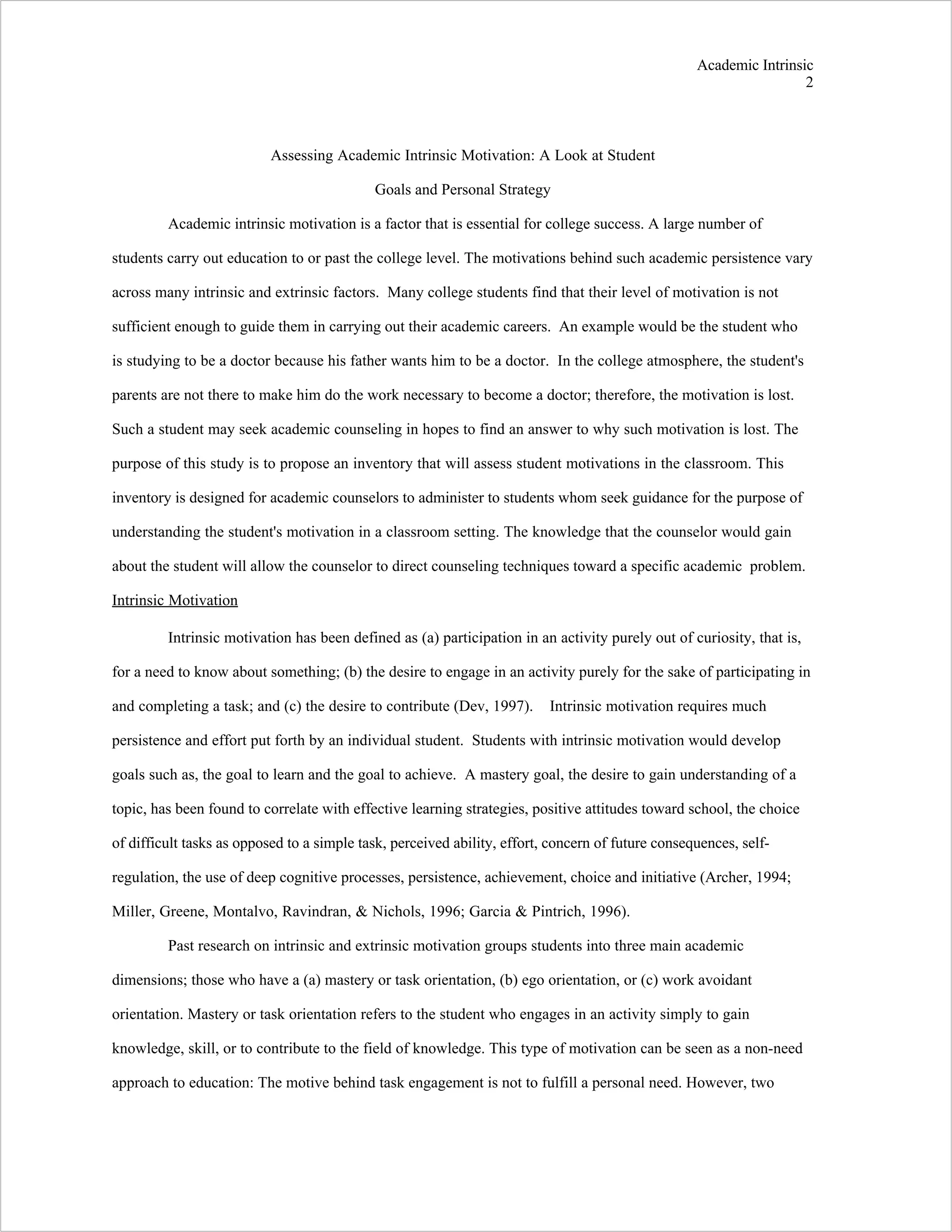 Assessing academic intrinsic motivation | PDF