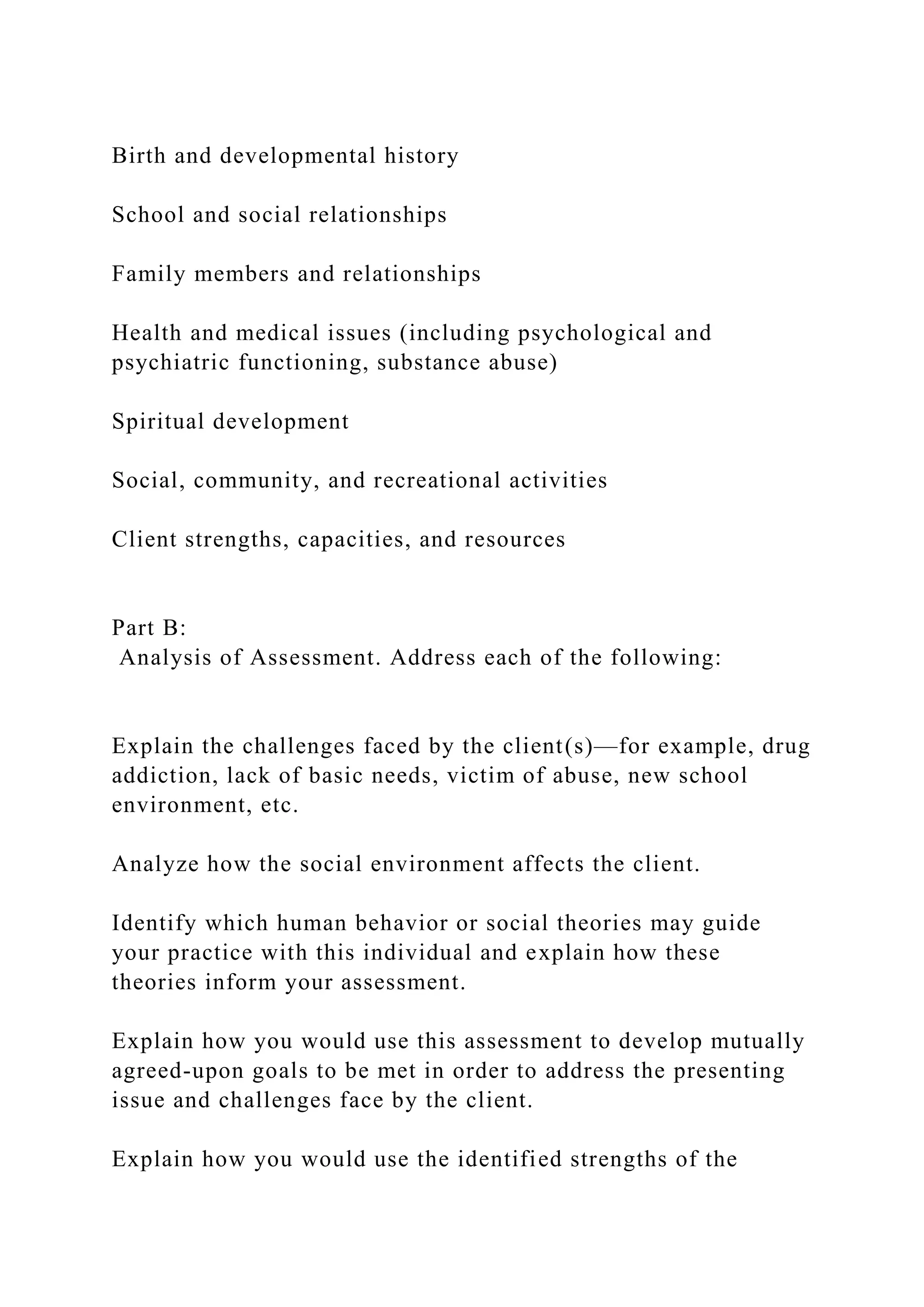 Assessing a client’s biological, psychological, and social history i.docx | Parenting Children ...