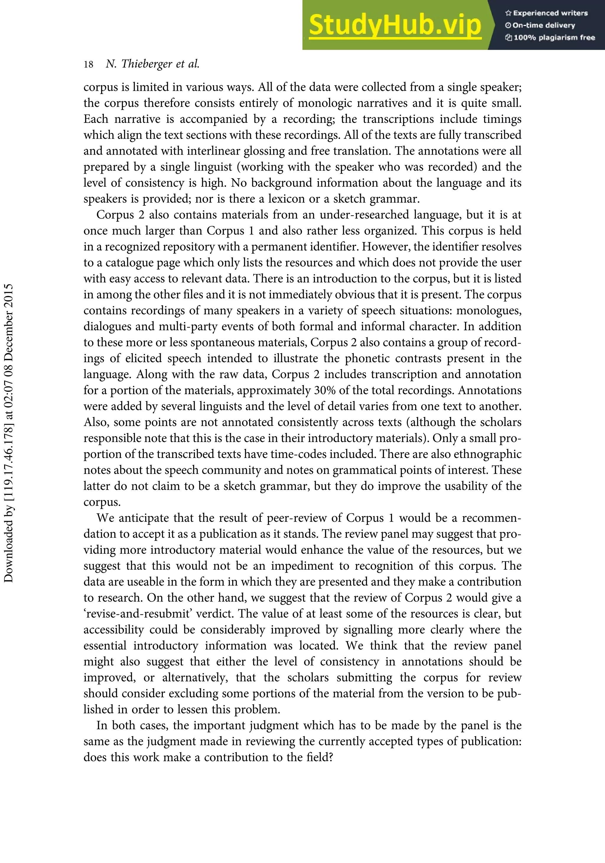 Assessing Annotated Corpora As Research Output Pdf