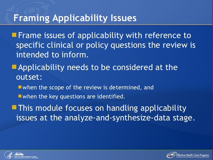 Assessing Applicability