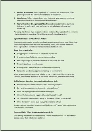 Assessing Attachment Style: A Lens Into How We Relate | PDF