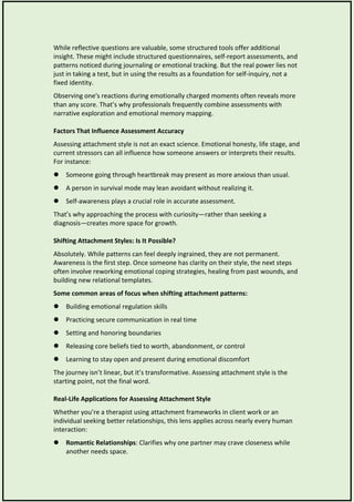 Assessing Attachment Style: A Lens Into How We Relate | PDF
