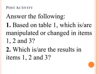 Assessing basic process identfying controlling variables | PPT