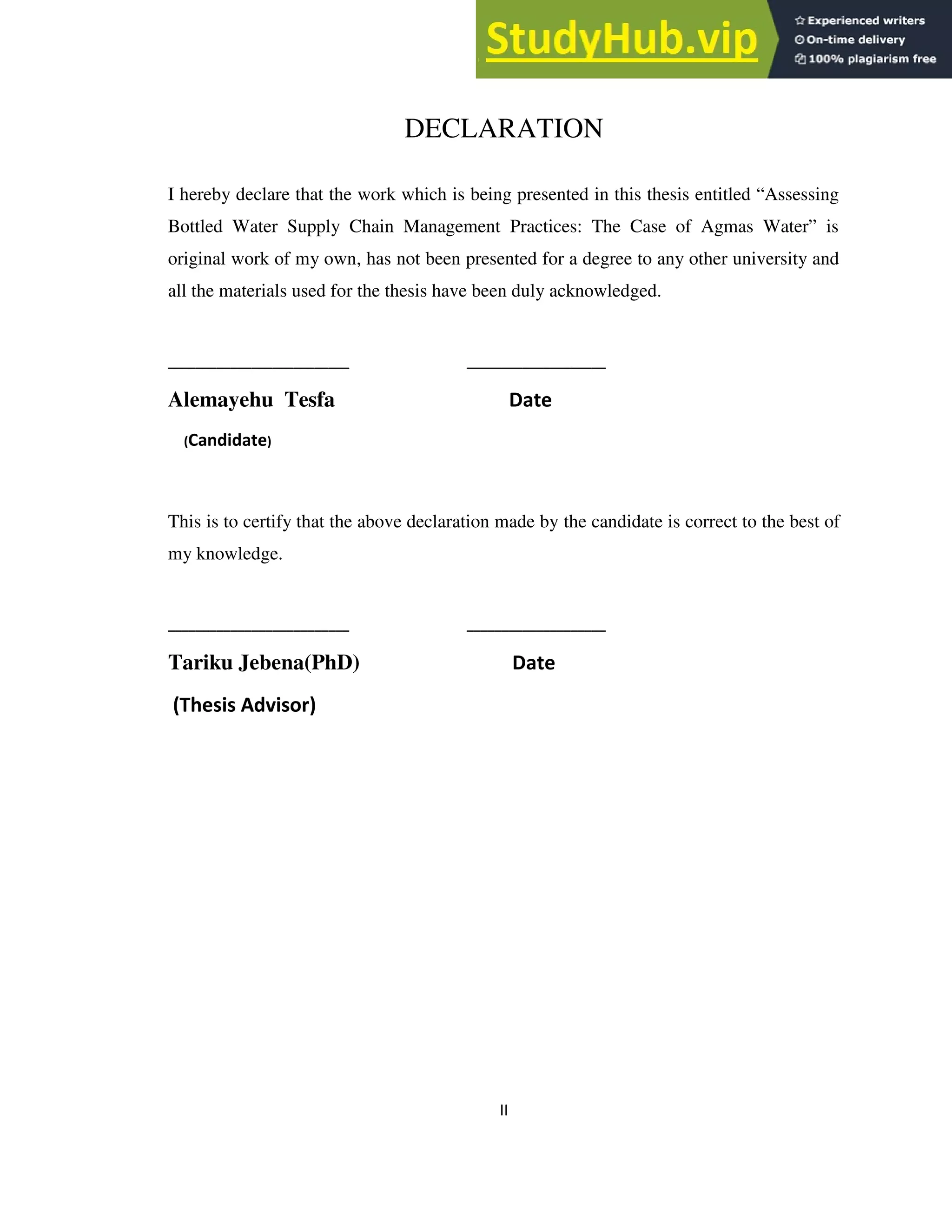 Assessing Bottled Water Supply Chain Management The Case Of Agmas Water | PDF