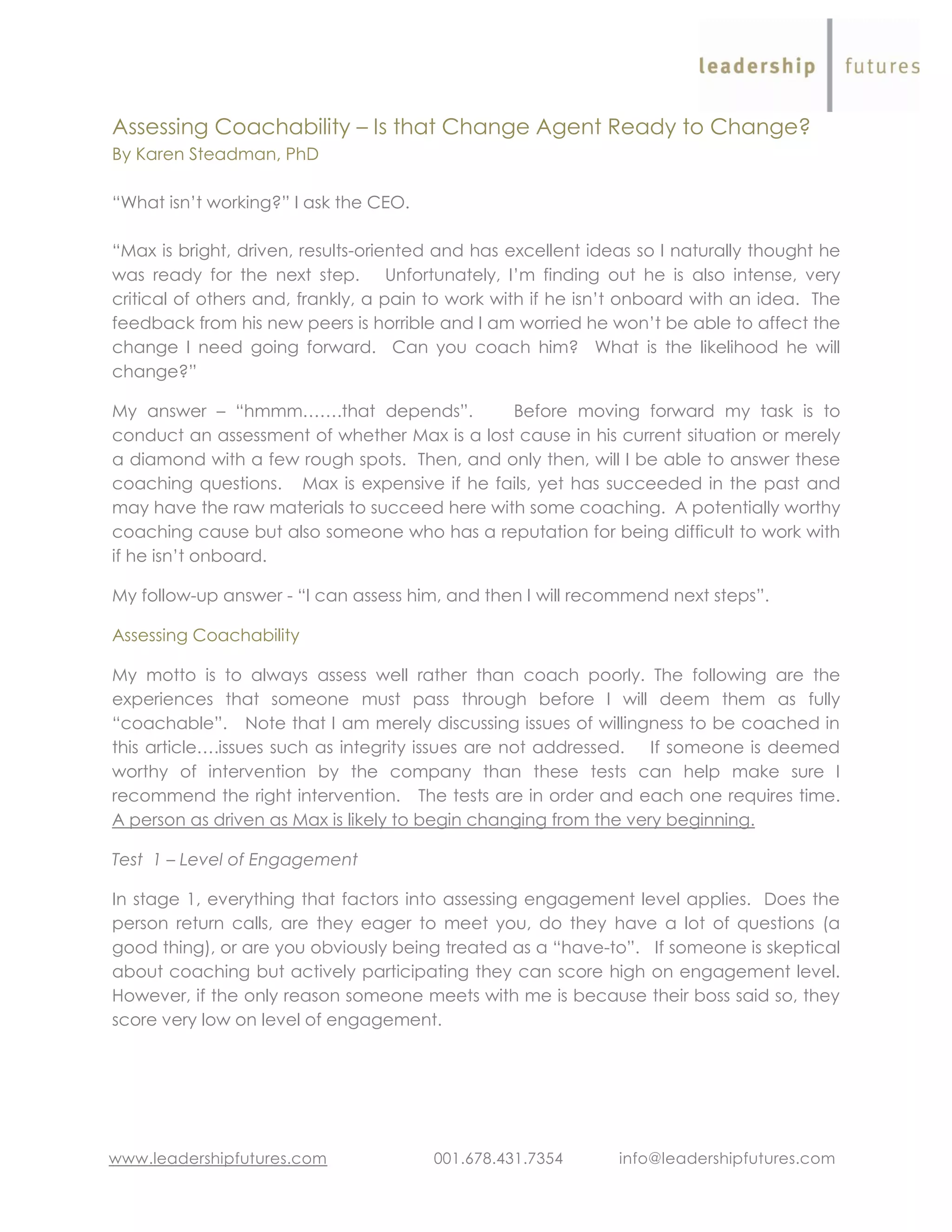 5 Steps to Assess Coachability | PDF