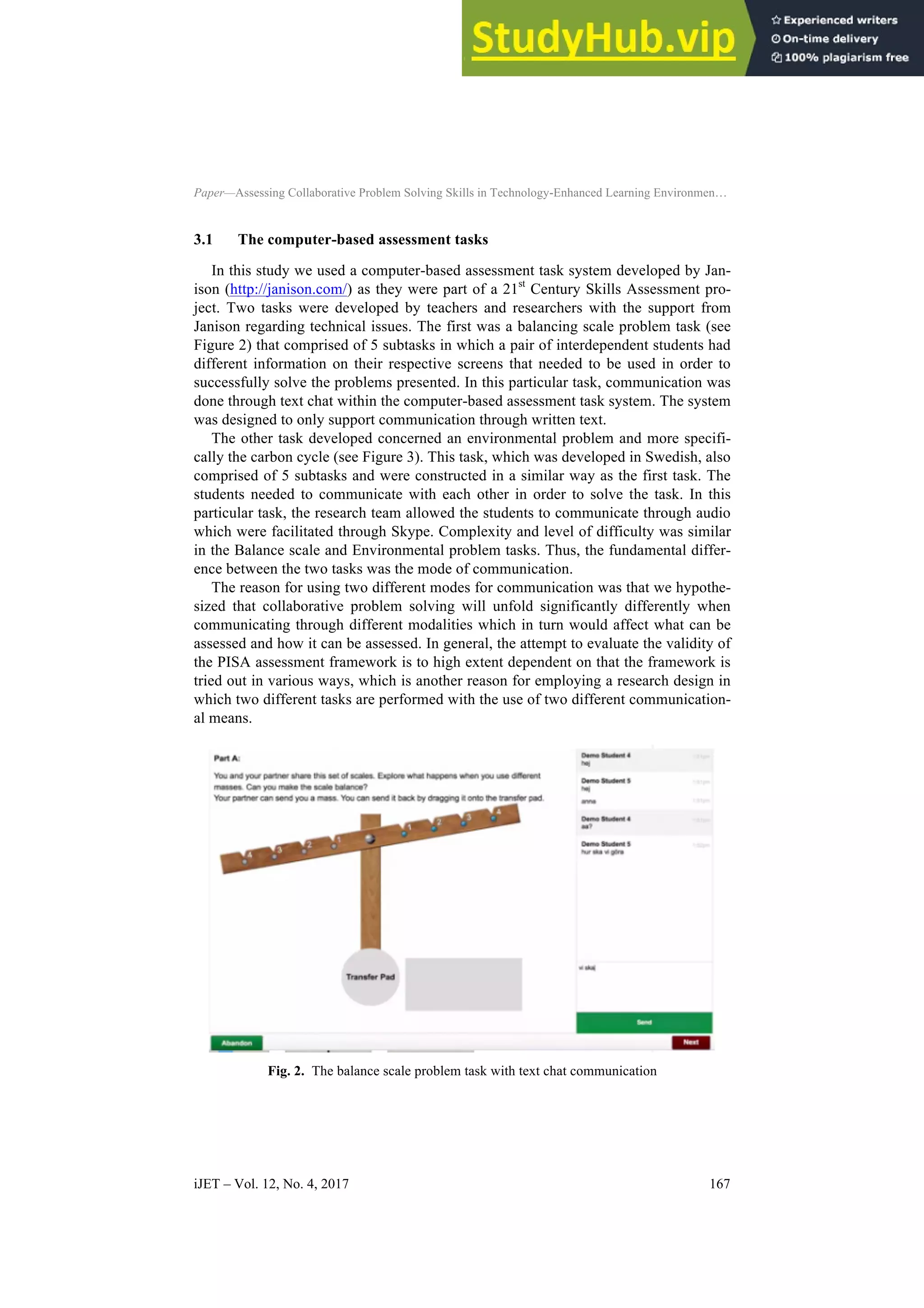 Assessing Collaborative Problem Solving Skills In Technology-Enhanced Learning Environments The ...