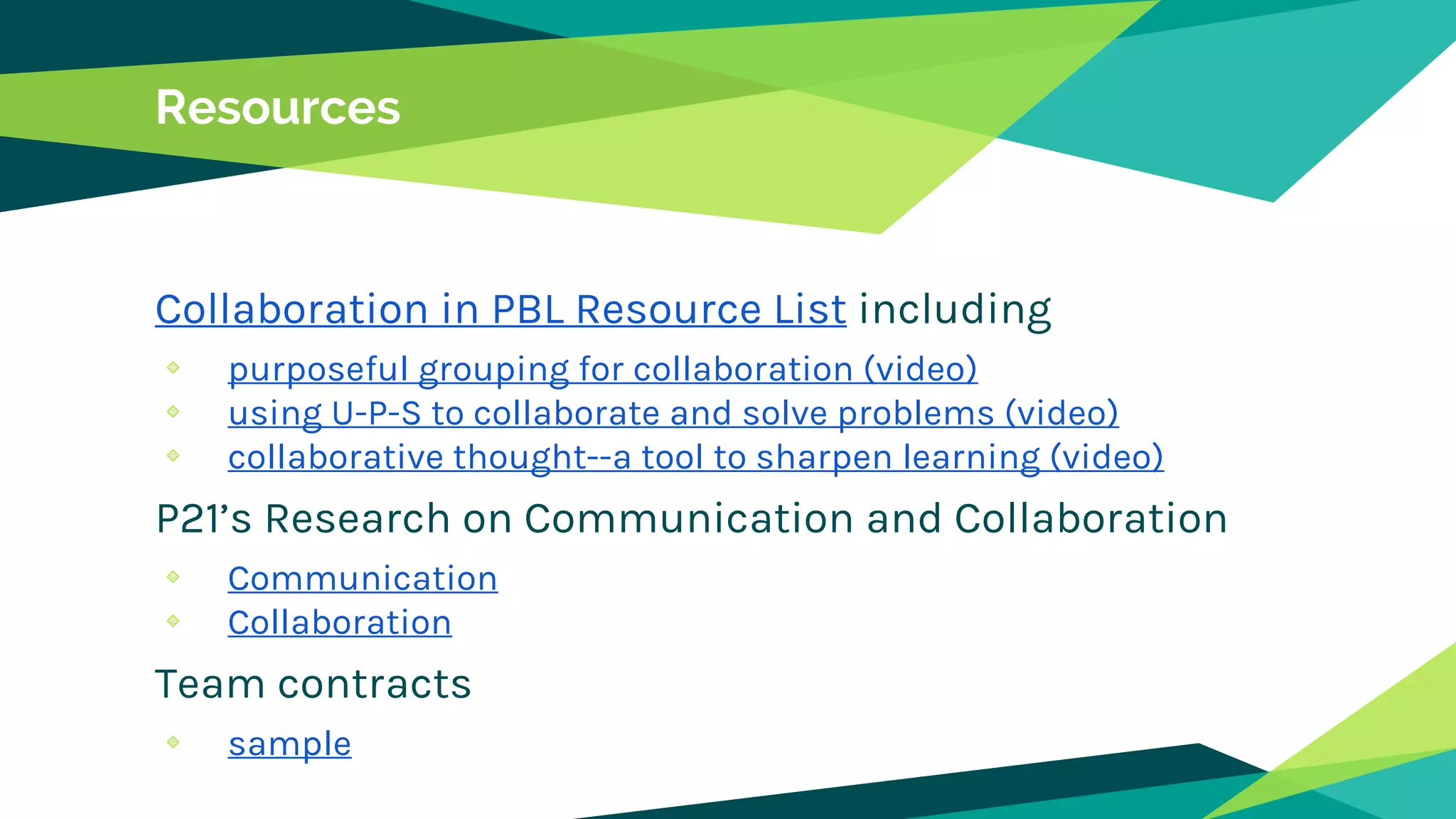 Assessing Communication and Collaboration in Project Based Learning | PDF