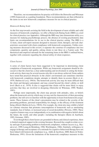 Assessing Compliance With Homework Assignments Review And ...