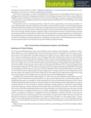 Assessing Critical Thinking In Higher Education Current State And ...