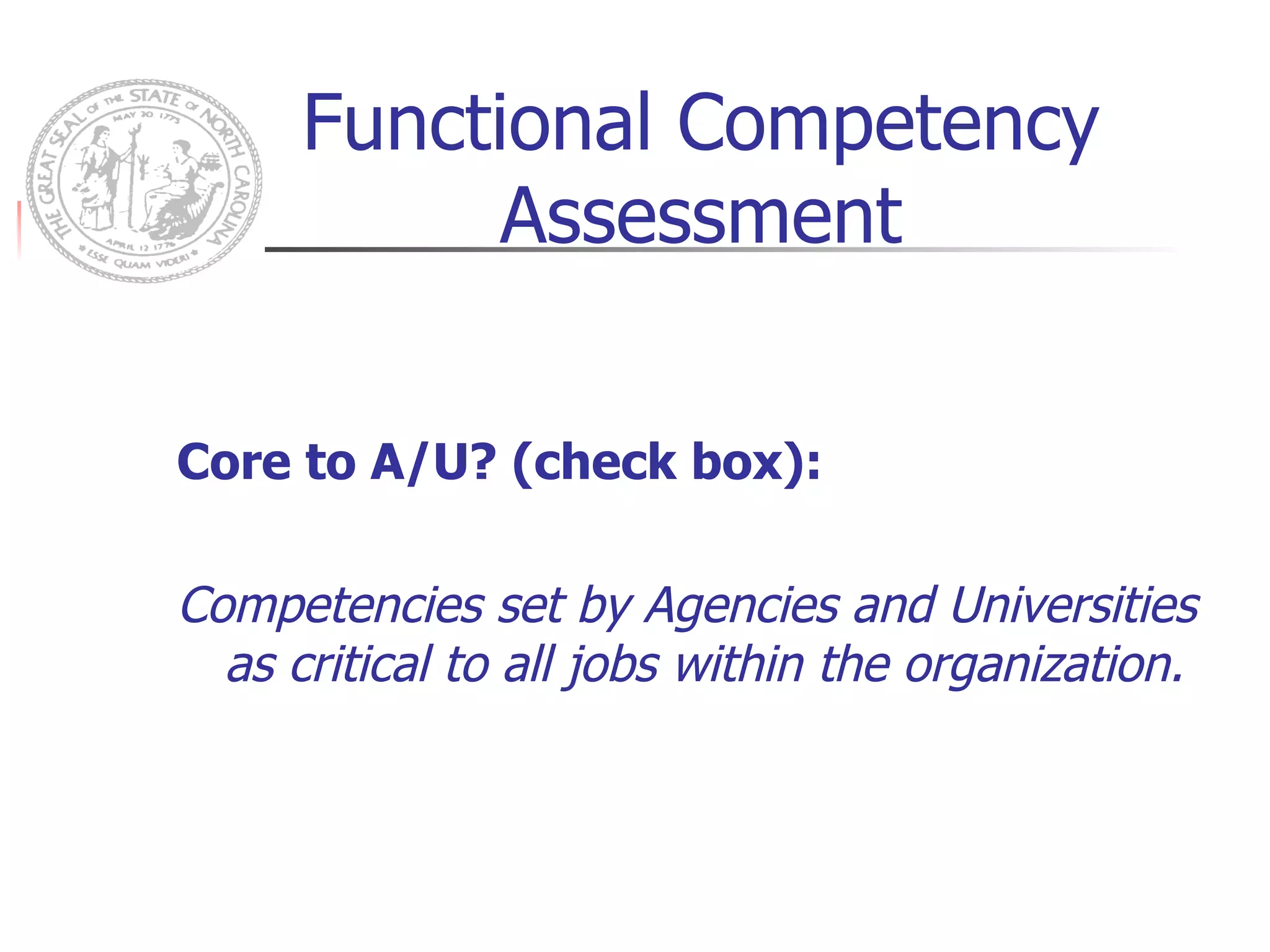 Assessing functional competencies training module | PPT