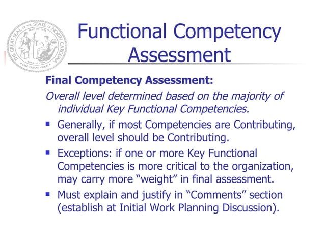 Assessing functional competencies training module | PPT