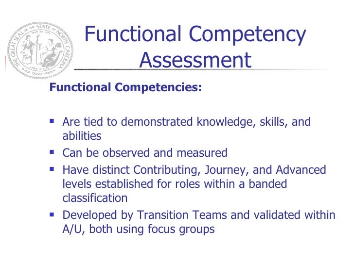 Assessing functional competencies training module