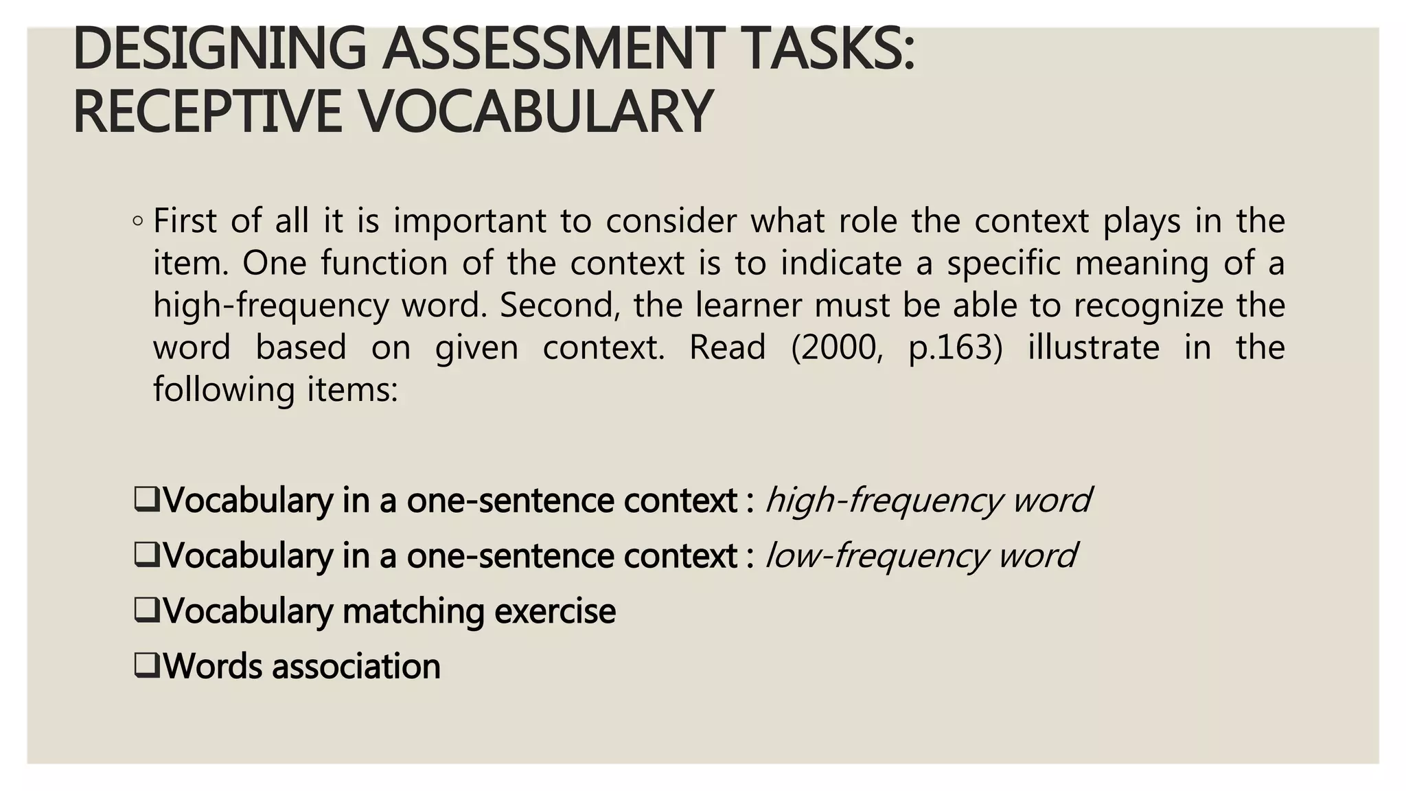 Assessing grammar & vocabulary | PPTX