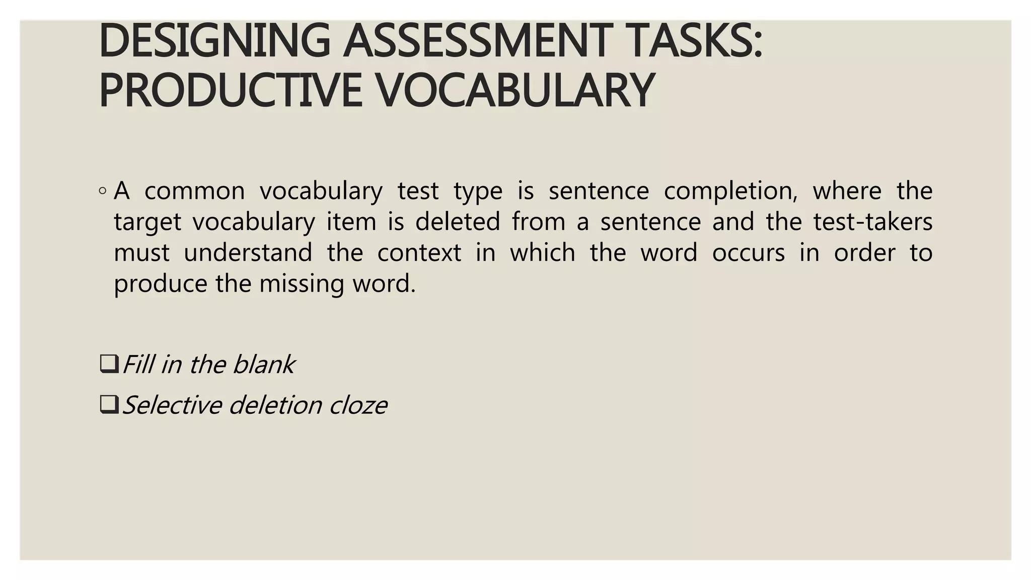 Assessing grammar & vocabulary | PPTX