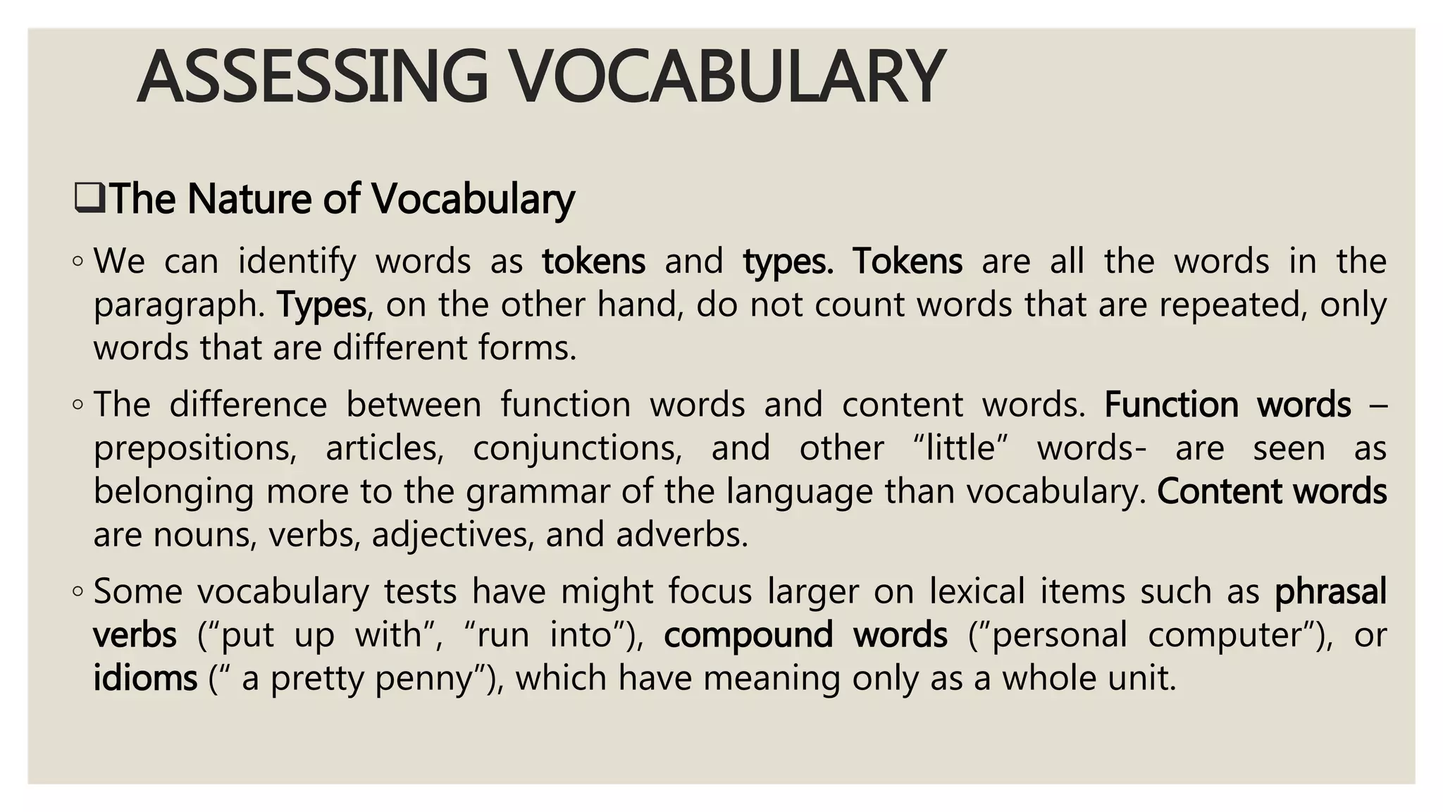 Assessing grammar & vocabulary | PPTX