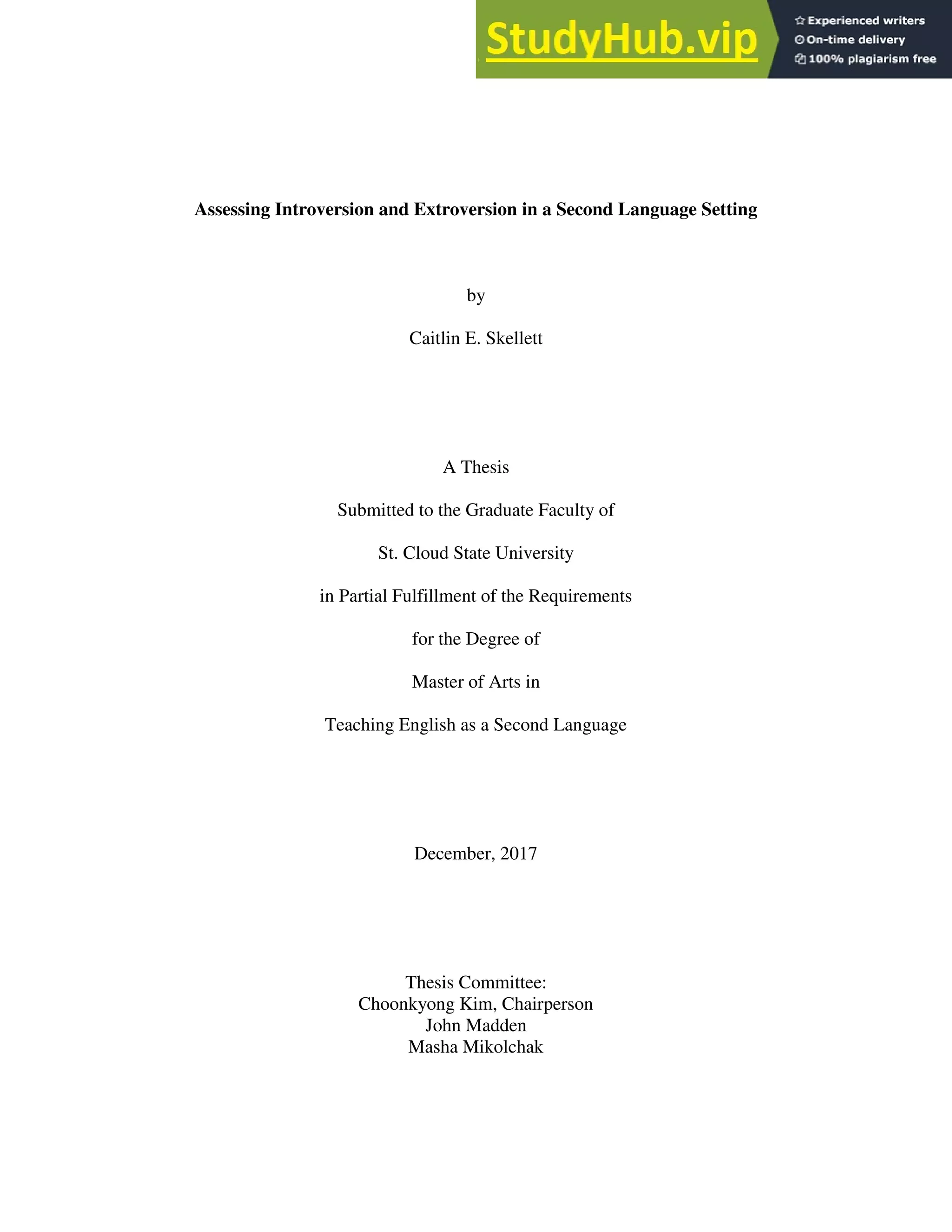 Assessing Introversion And Extroversion In A Second Language Setting | PDF
