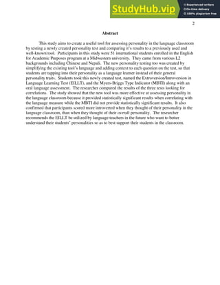 Assessing Introversion And Extroversion In A Second Language Setting | PDF