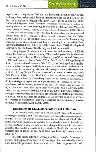 Assessing Learning in Service-Learning Courses Through Critical ...