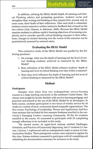 Assessing Learning in Service-Learning Courses Through Critical ...