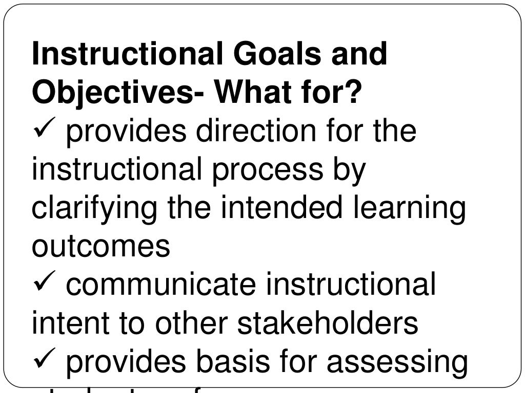 Assessing Learning Outcomes Objectives