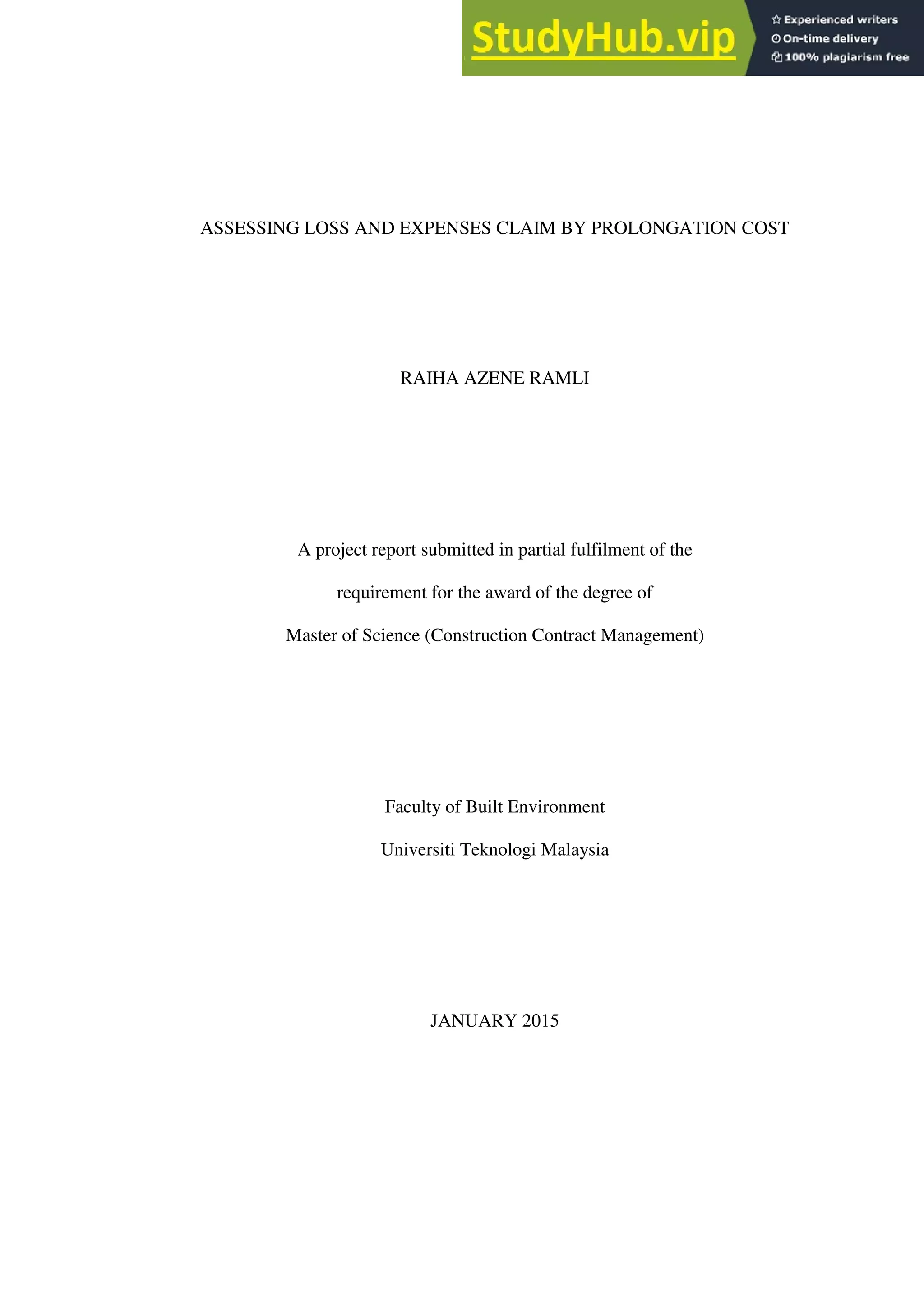 Assessing Loss And Expenses Claim By Prolongation Cost | PDF