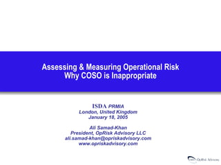 Assessing & measuring operational risk | PPT