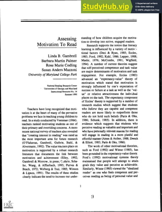 Assessing Motivation To Read | PDF | College Education | Education