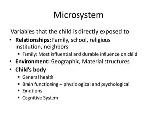 Assessing needs & risks 2 ecological theory & family & environmental ...