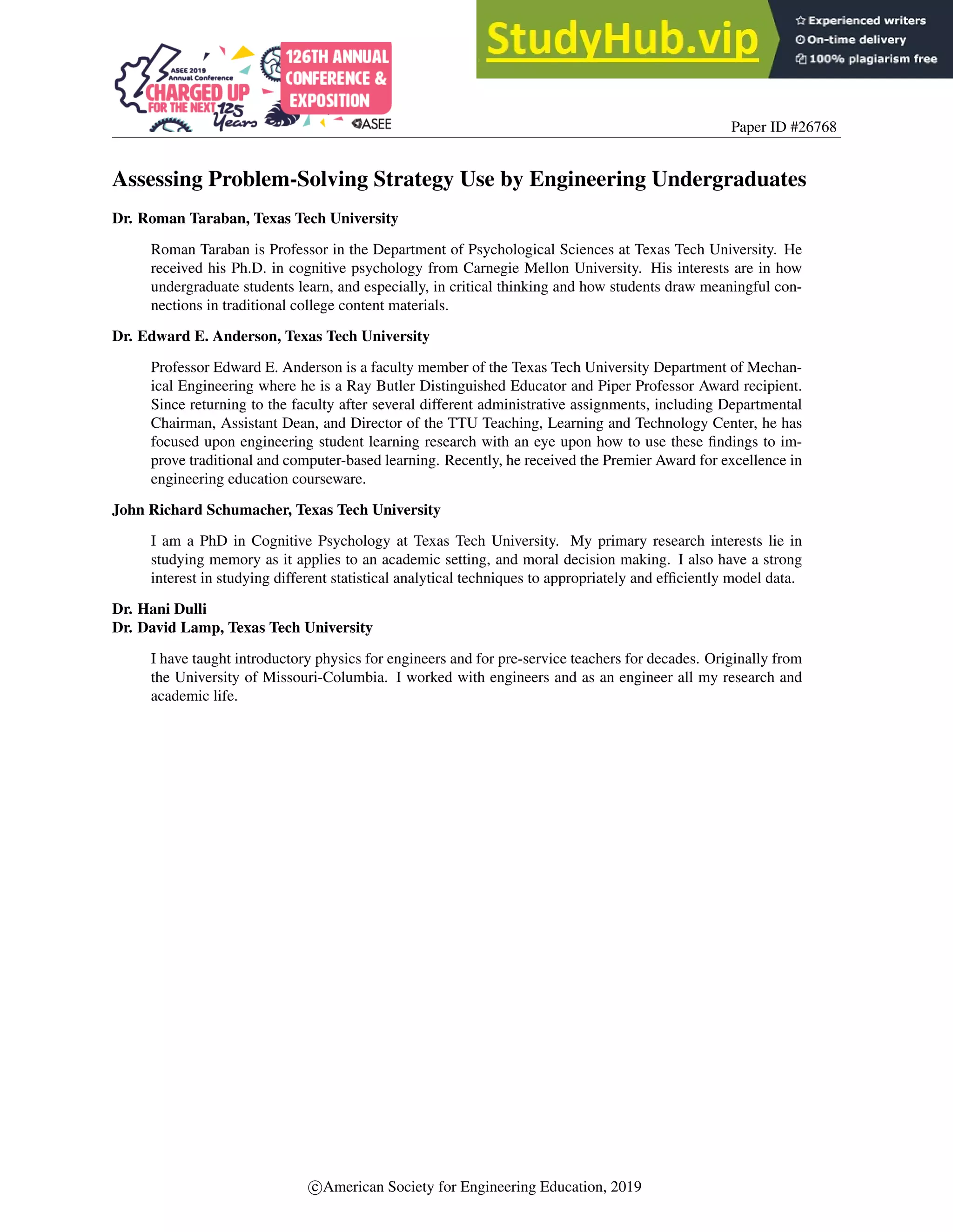 Assessing Problem-Solving Strategy Use By Engineering Undergraduates | PDF