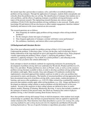 Assessing Problem-Solving Strategy Use By Engineering Undergraduates | PDF