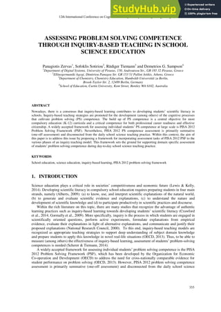 Assessing Problem Solving Competence through Inquiry-Based Teaching in ...