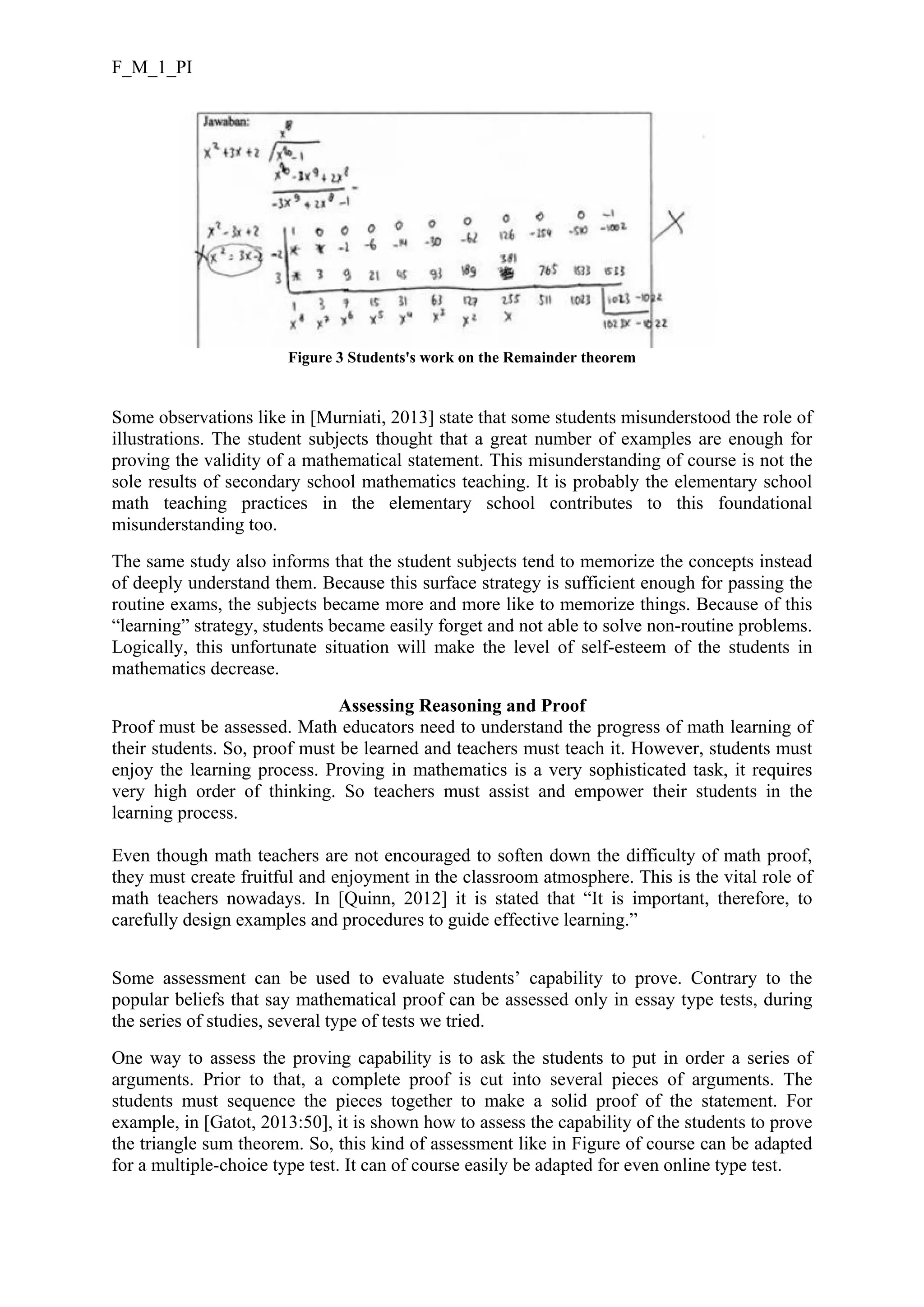 Assessing proving ability - CoSMEd 2013 | PDF