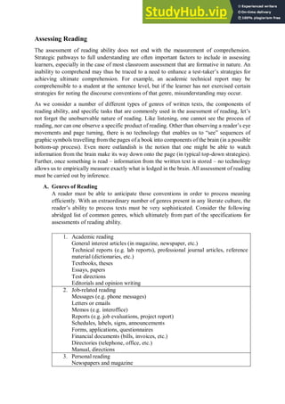 Assessing Reading (Language Testing) | PDF