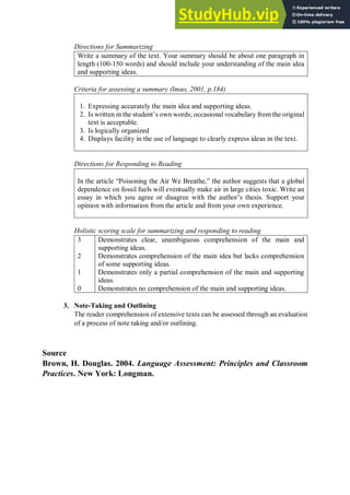 Assessing Reading (Language Testing) | PDF