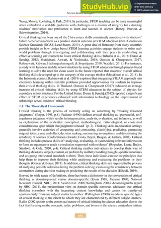 Assessing Science Critical Thinking Skills Of Fifth Graders Through ...