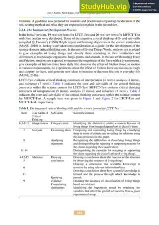 Assessing Science Critical Thinking Skills Of Fifth Graders Through ...