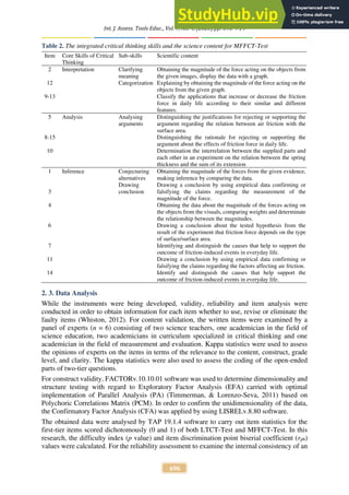 Assessing Science Critical Thinking Skills Of Fifth Graders Through ...