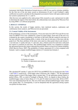 Assessing Science Critical Thinking Skills Of Fifth Graders Through Design Based STEM Education ...