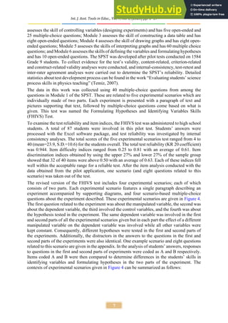 Assessing Skills Of Identifying Variables And Formulating Hypotheses Using Scenario-Based ...